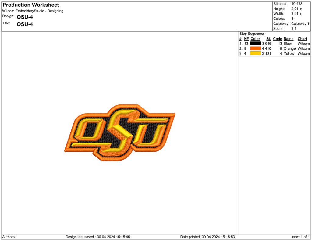 OSU Cowboys Embroidery design files for machine embroidery