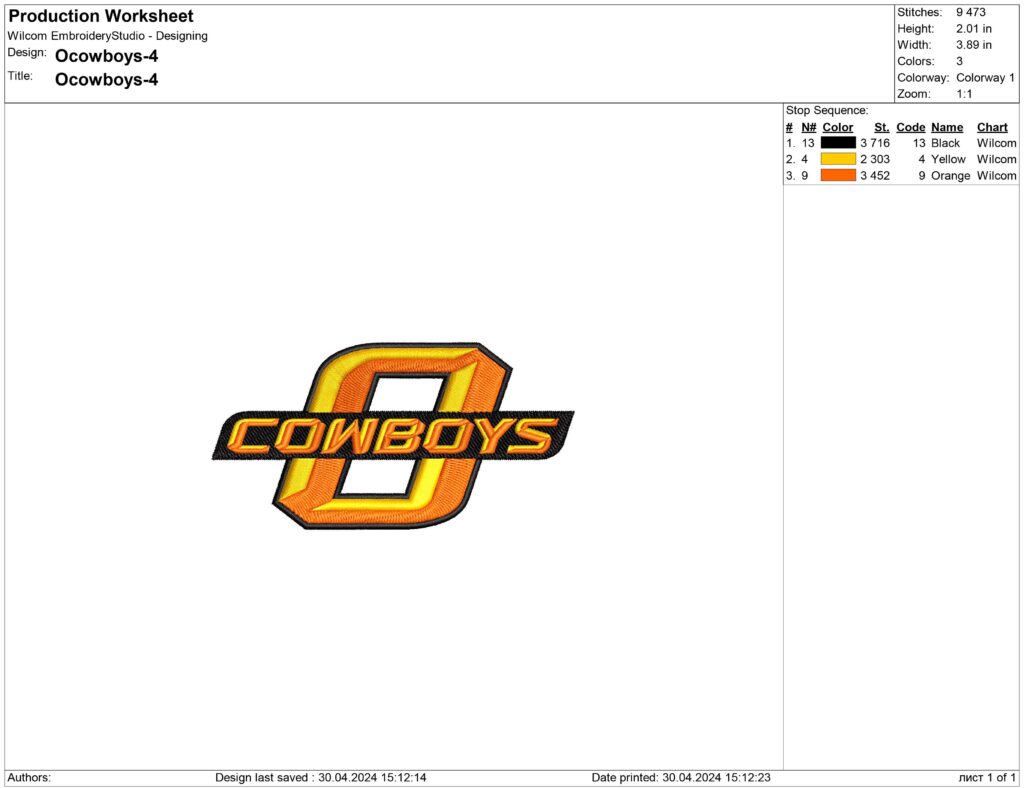 OSU Cowboys Embroidery design files for machine embroidery