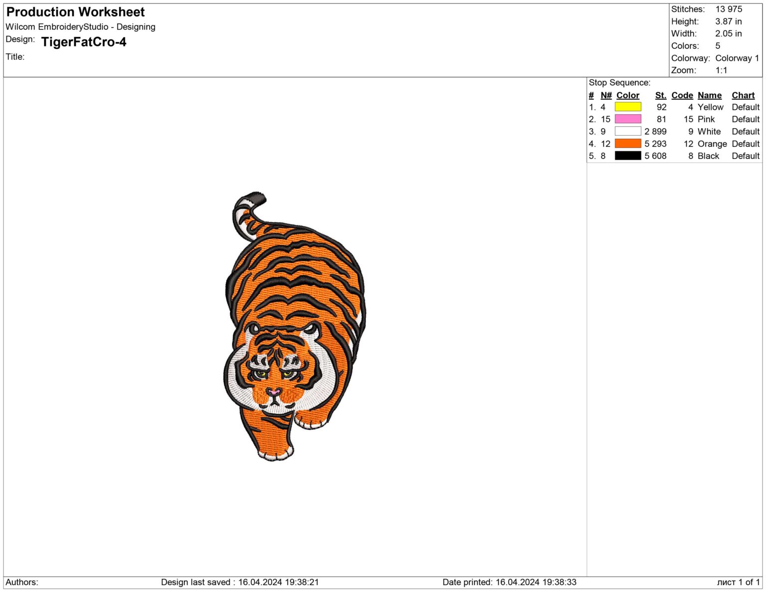Fat Tiger Embroidery design files for machine embroidery
