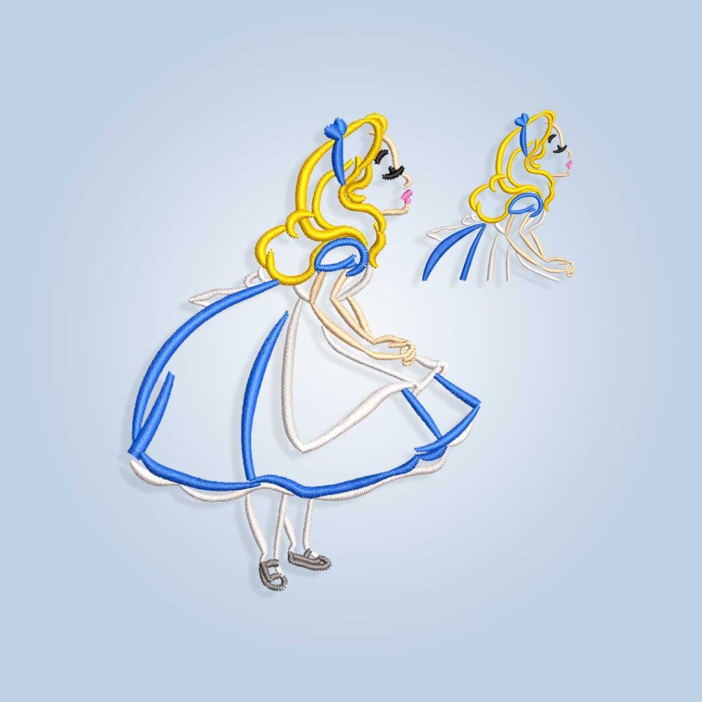 Alice In Wonderland embroidery design for machine embroidery