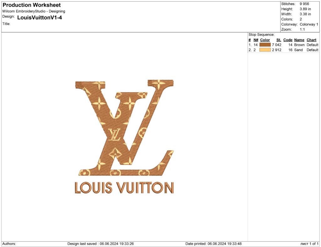 Louis Vuitton Embroidery design files for machine embroidery