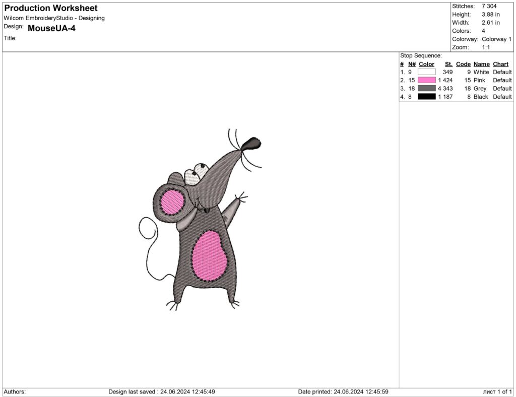Mouse Embroidery design files for machine embroidery