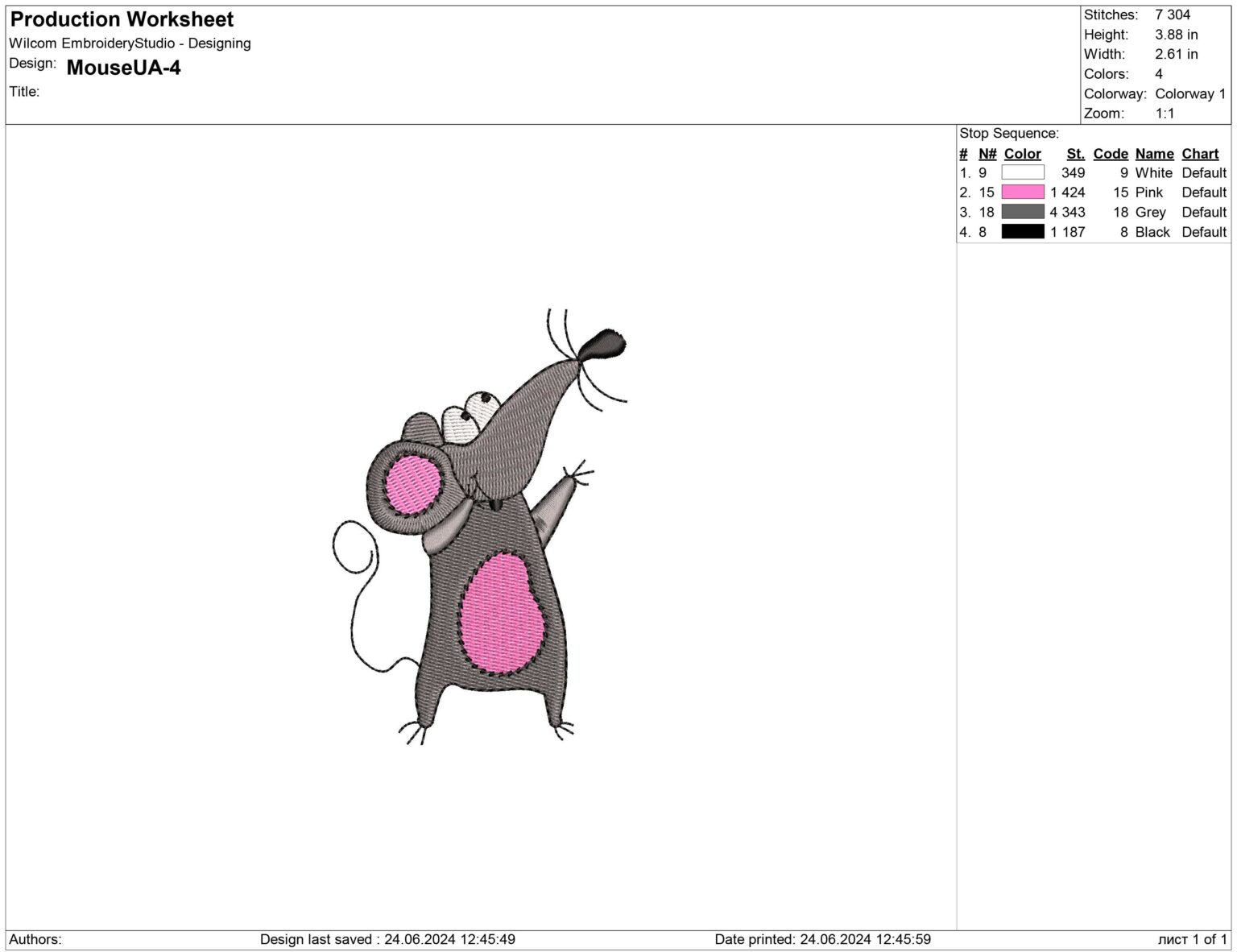 Mouse Embroidery design files for machine embroidery