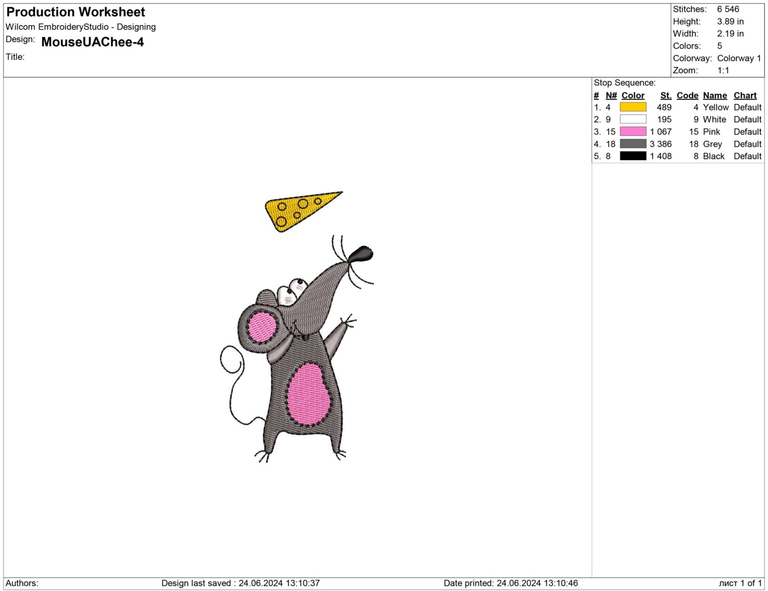 Mouse Embroidery design files for machine embroidery