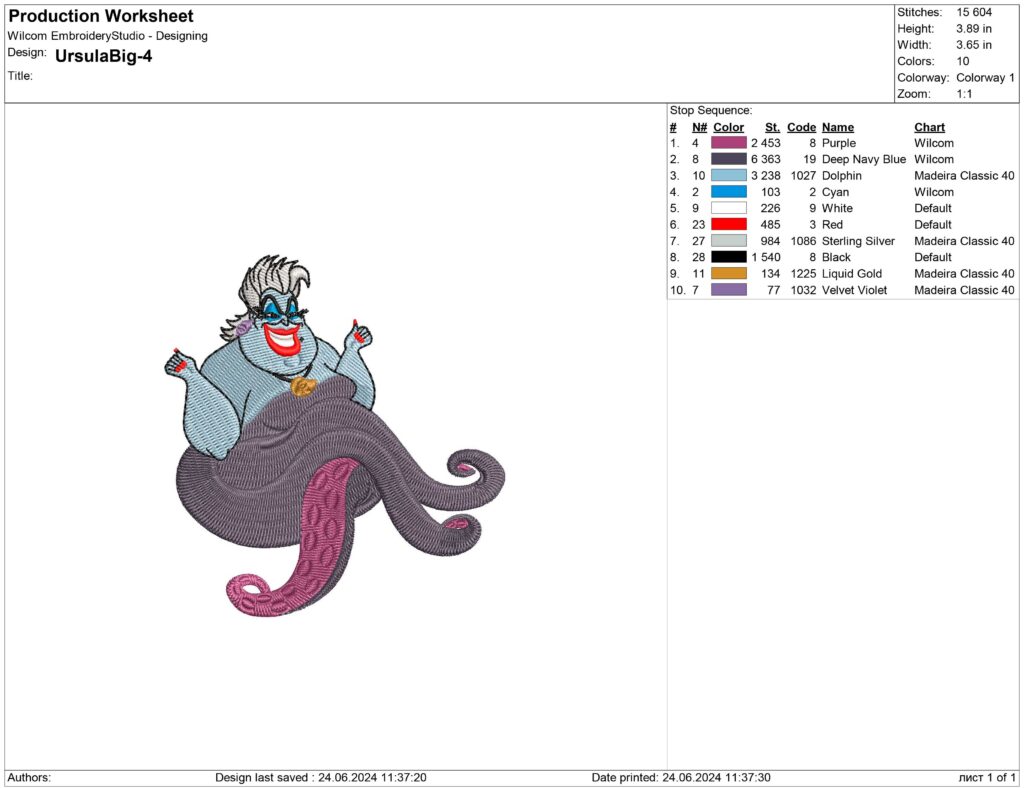 Ursula embroidery design files for machine embroidery