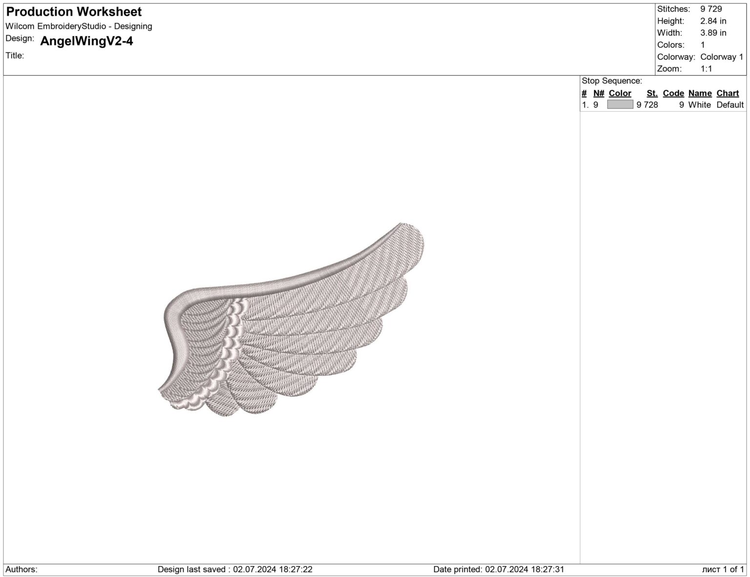 Angel wing embroidery design files for machine embroidery