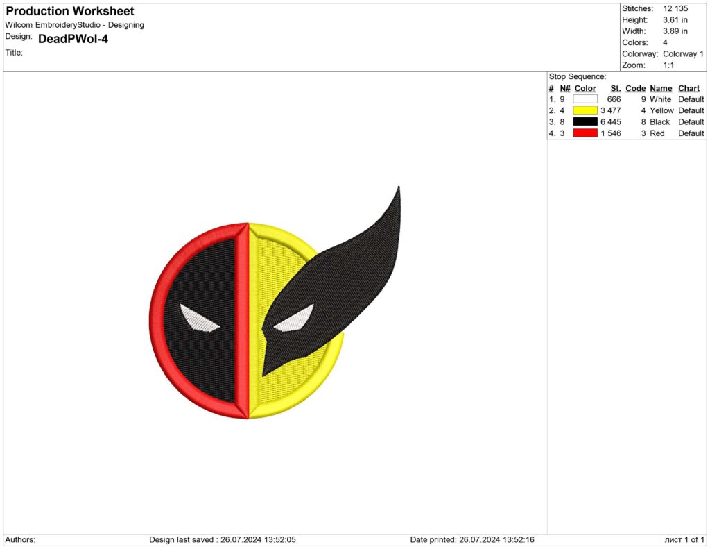 Logo Deadpool and Wolverine Embroidery design files