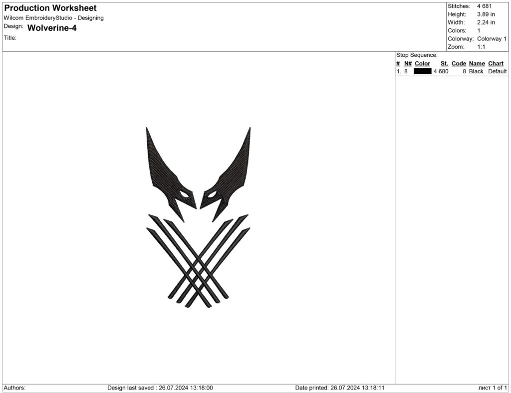 Wolverine Logo Embroidery design for embroidery machine