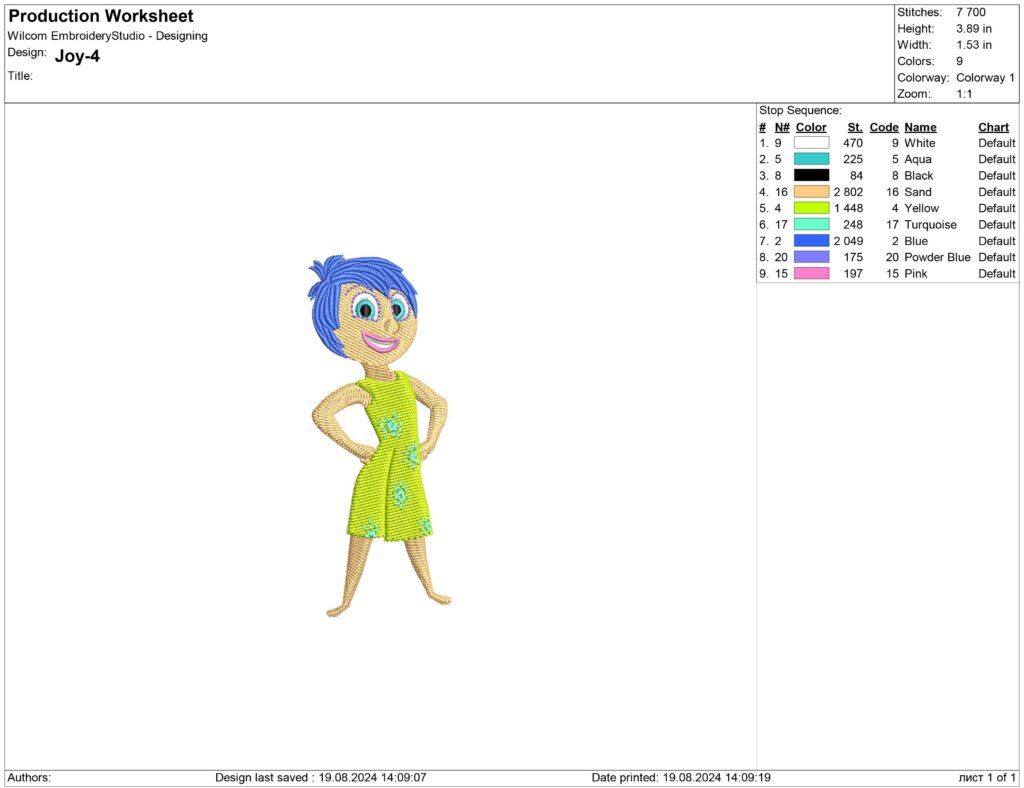 Inside out Joy Embroidery design for embroidery machine