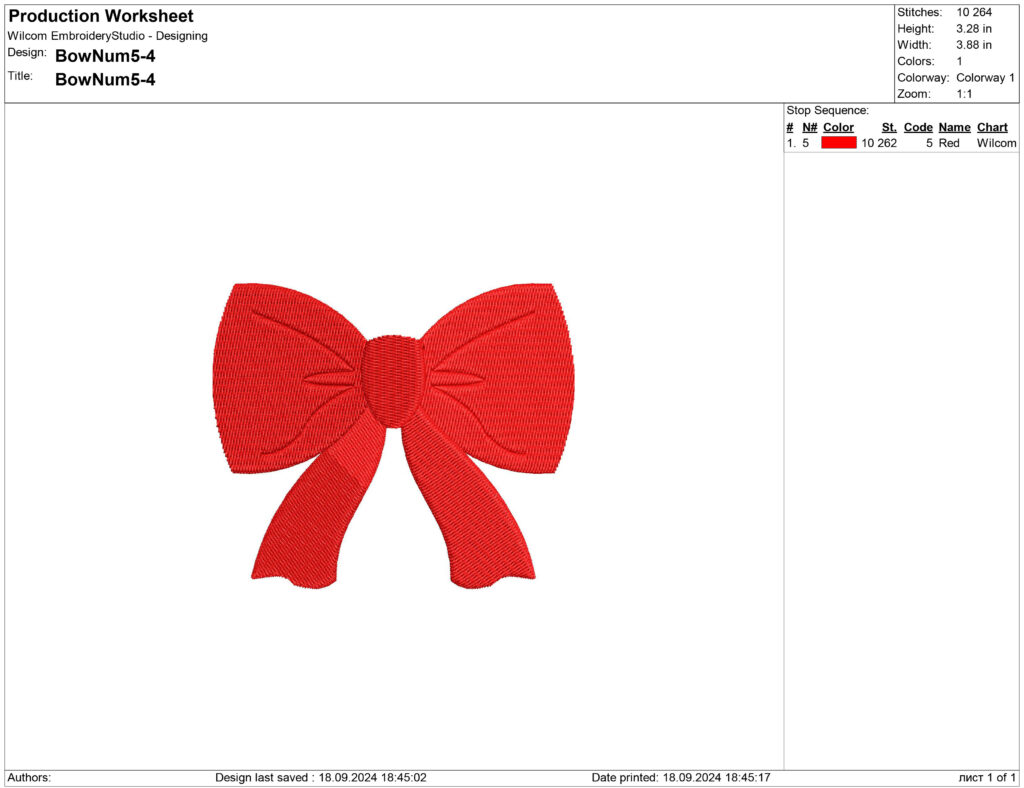 Bow embroidery design files for machine embroidery