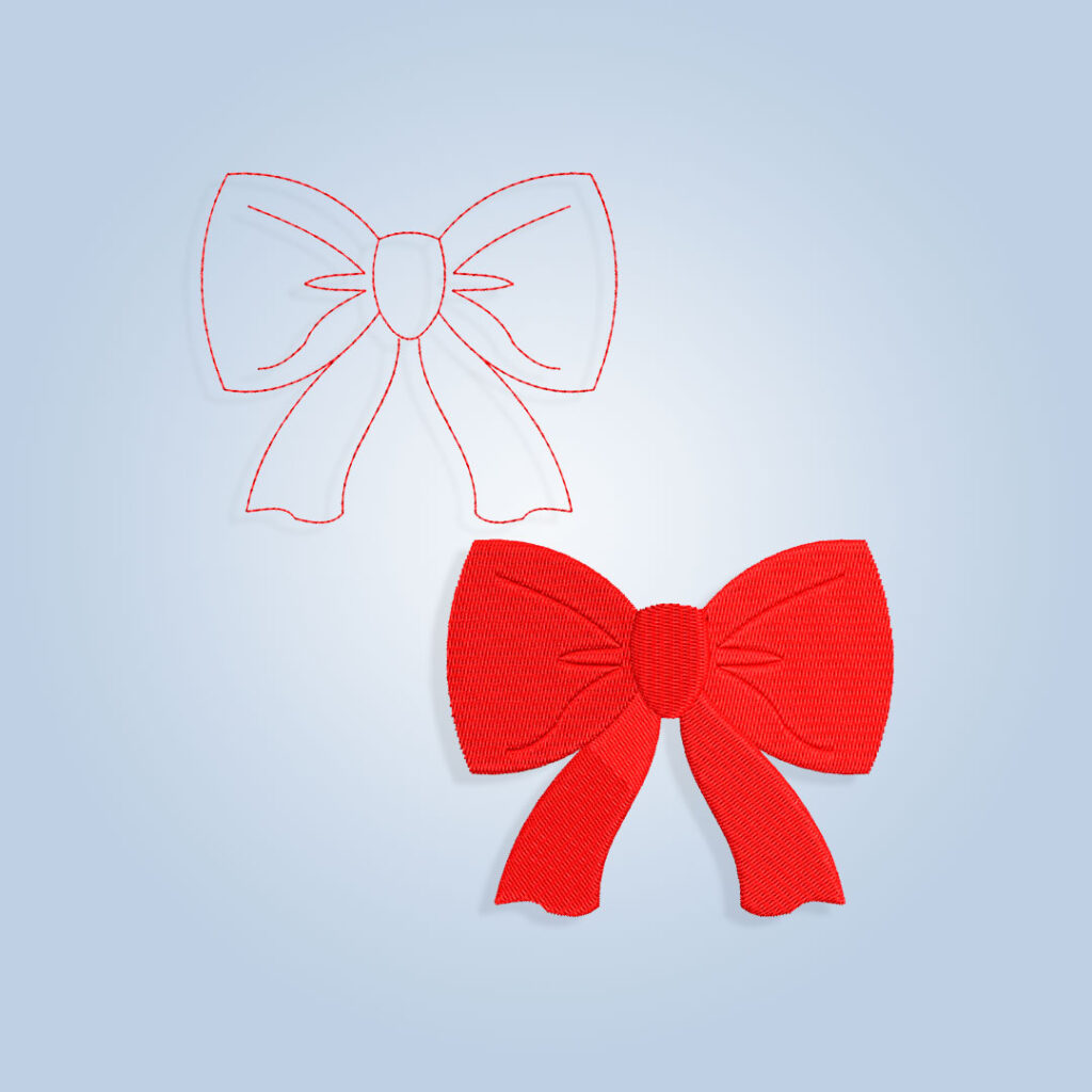 Bow embroidery design files for machine embroidery
