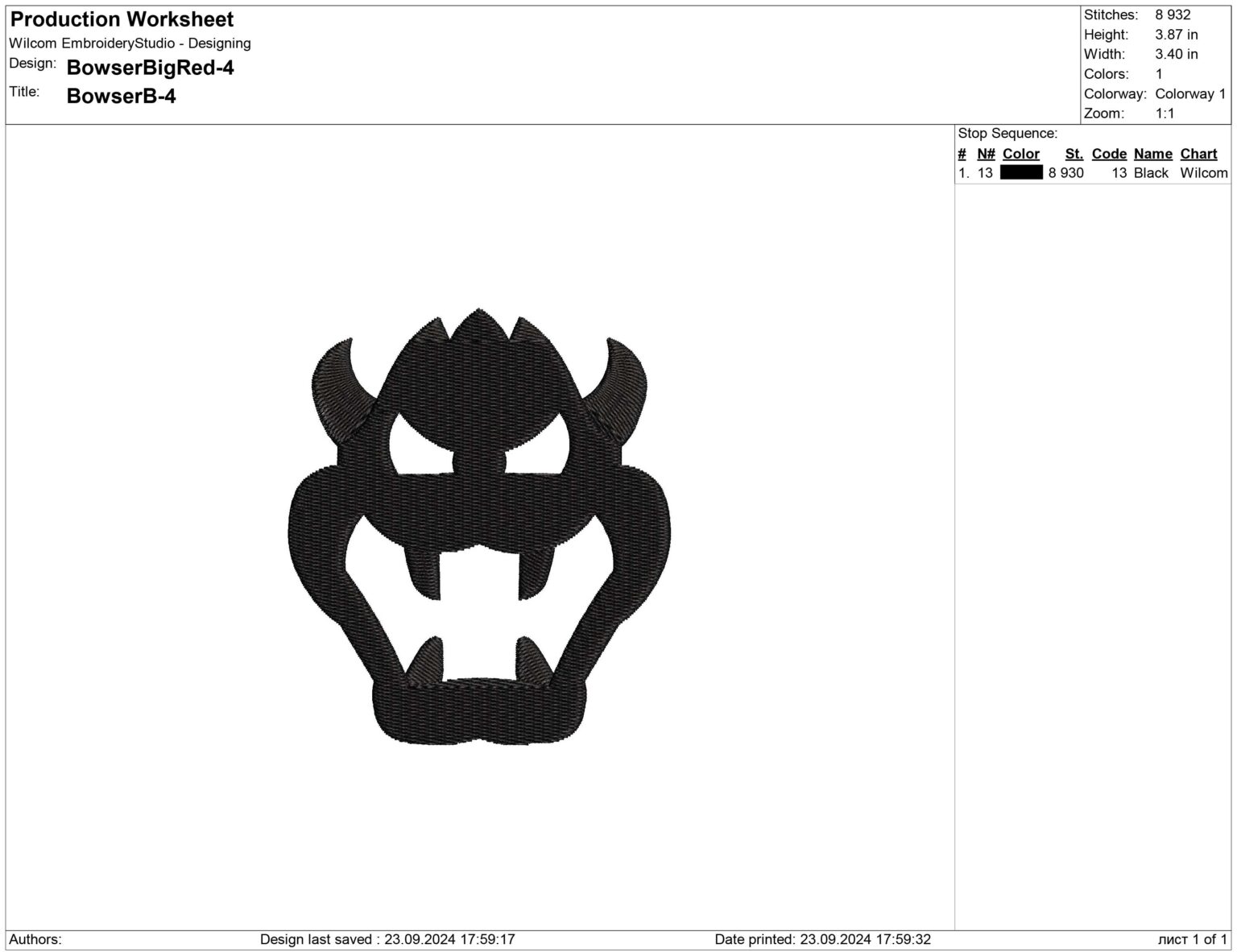 Dragon Bowser Embroidery design files for embroidery machine