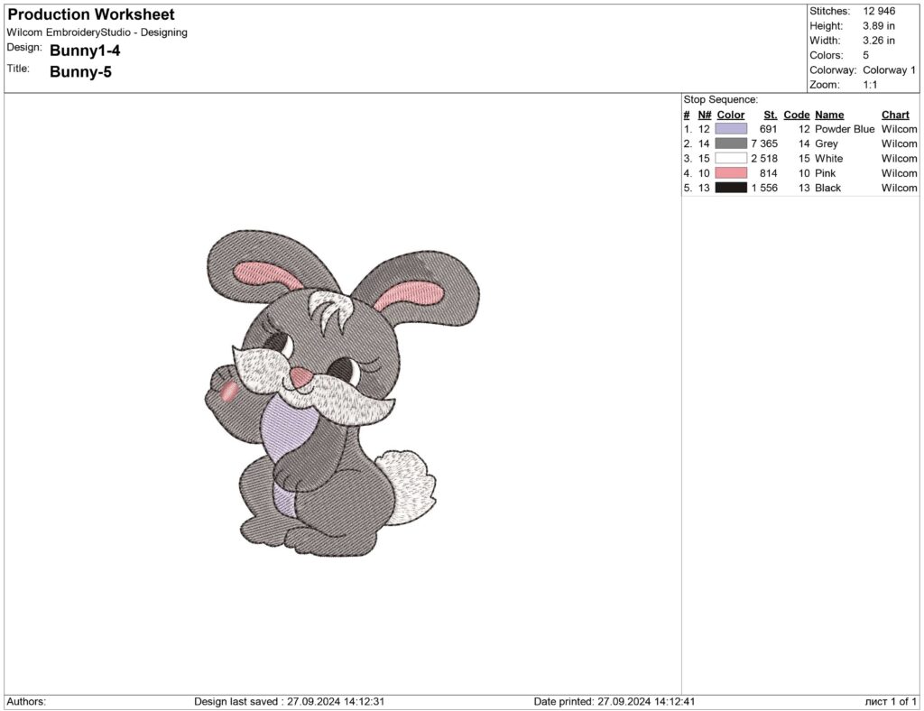 Bunny Embroidery design files for machine embroidery