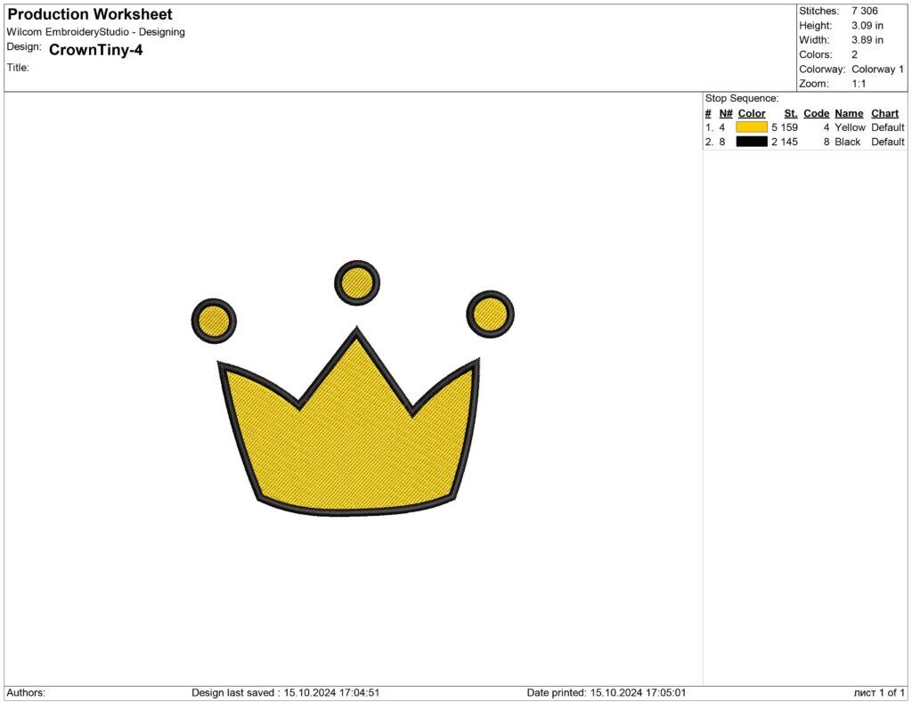 Cartoon crown Embroidery design files for machine embroidery