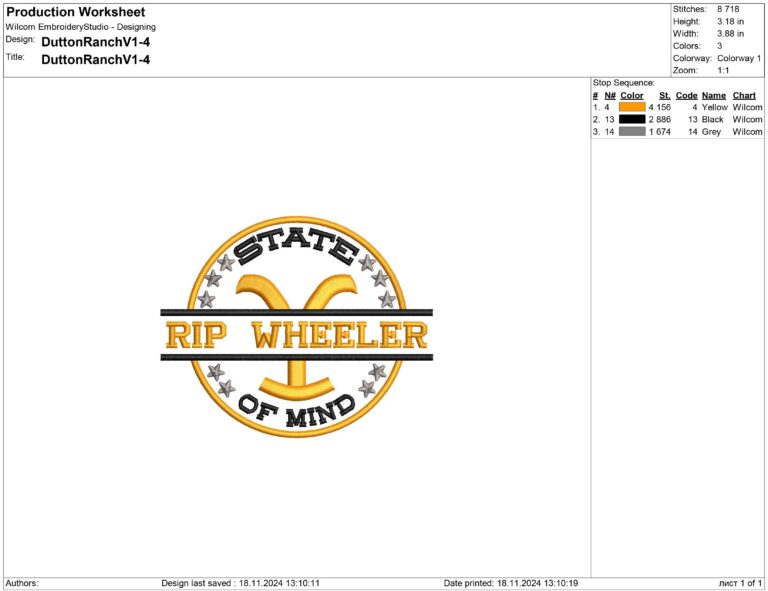Yellowstone Dutton Ranch Embroidery design files