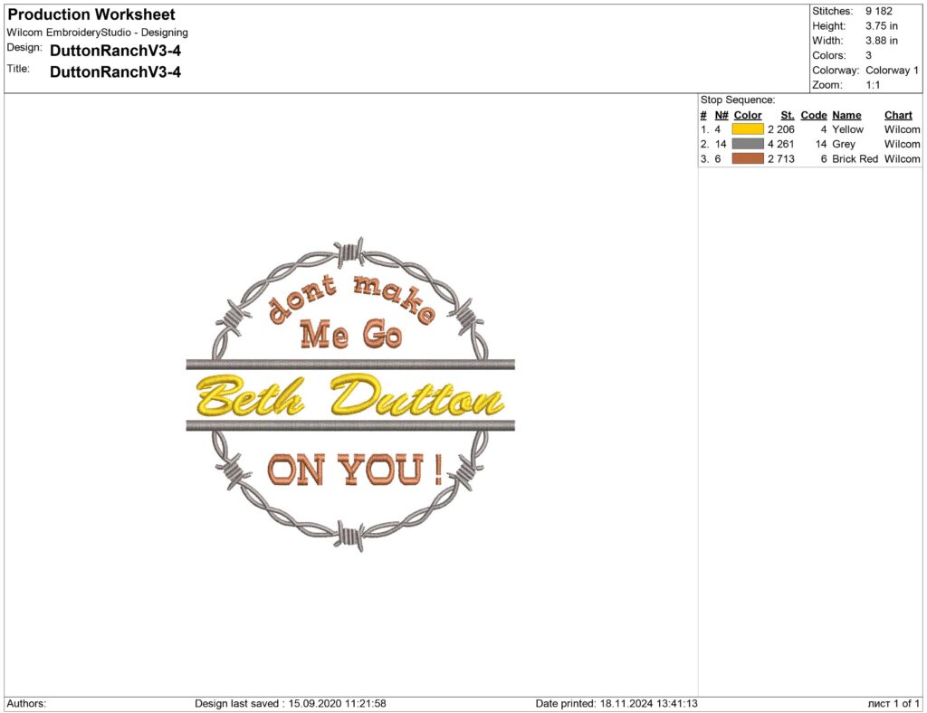 Yellowstone Dutton Ranch Embroidery design files