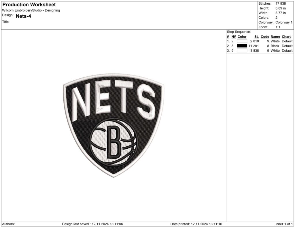 Brooklyn Nets Embroidery design files for embroidery machine