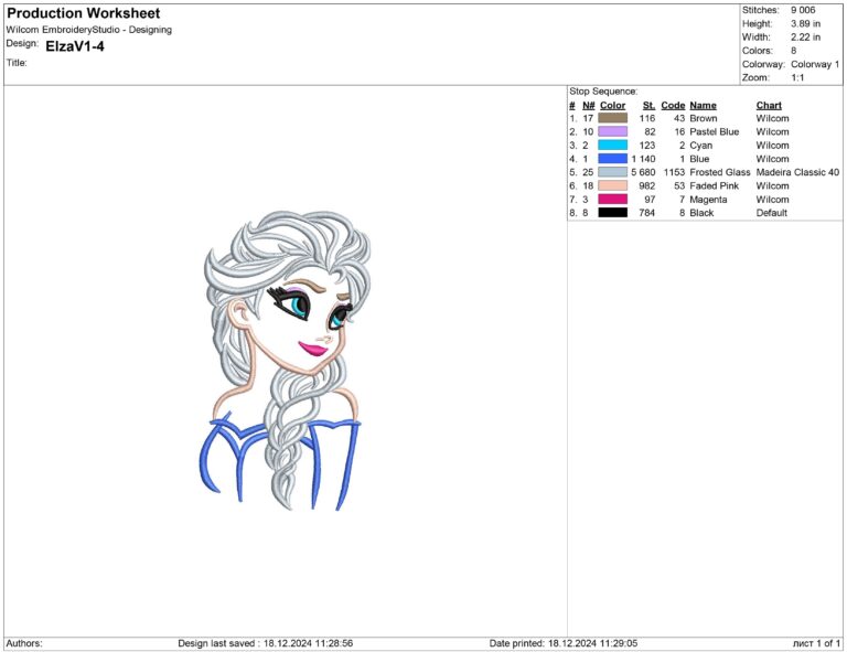 Frozen Princess Elsa Embroidery design files