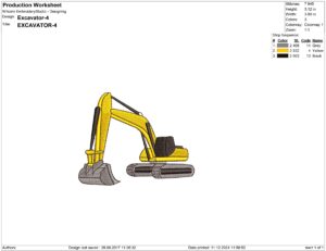 Excavator Embroidery design files for machine embroidery