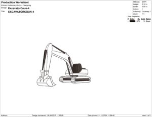 Excavator Embroidery design files for machine embroidery