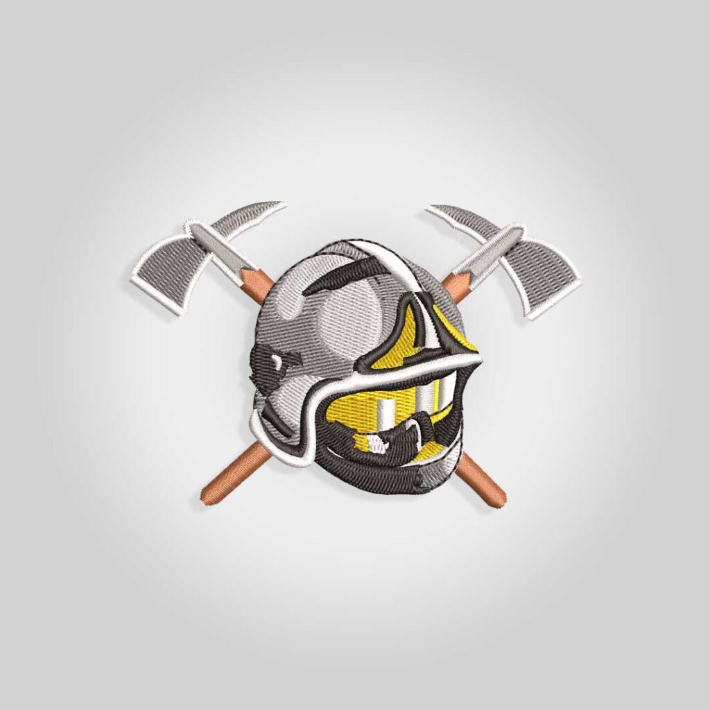 Firefighter helmet embroidery design for embroidery machine