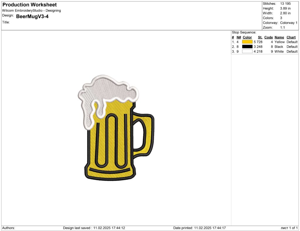 Beer Mug Embroidery design files for machine embroidery