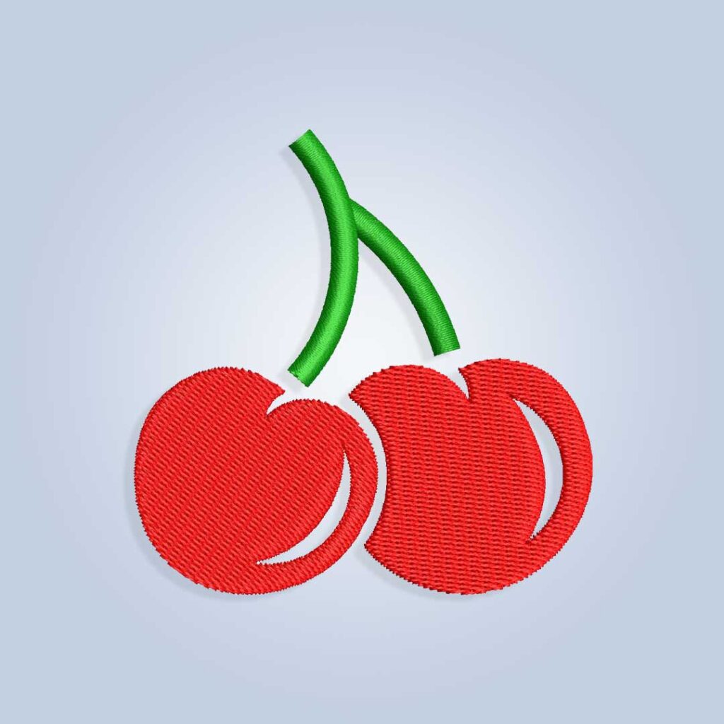 Simple cherries Embroidery design for machine embroidery
