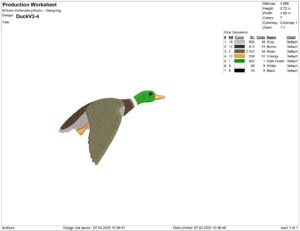 Duck embroidery design files for machine embroidery