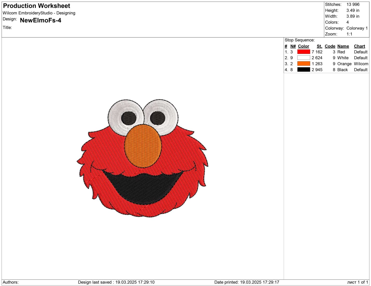 Elmo Embroidery design and applique embroidery files