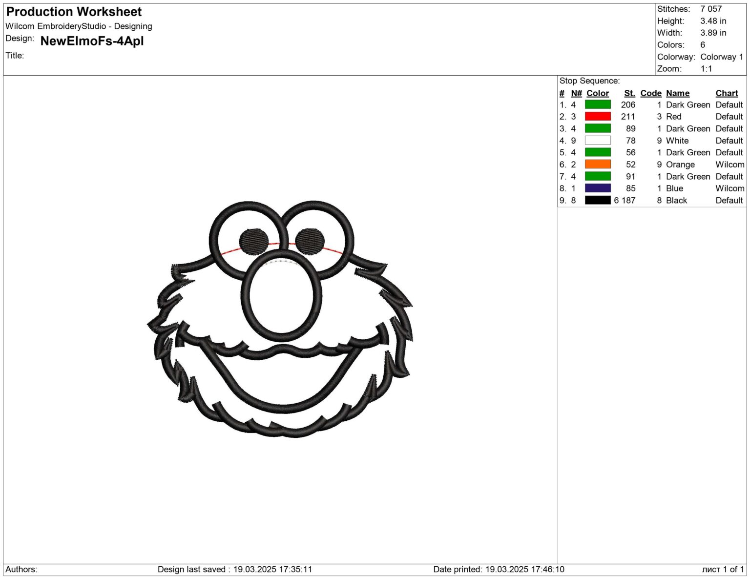 Elmo Embroidery design and applique embroidery files