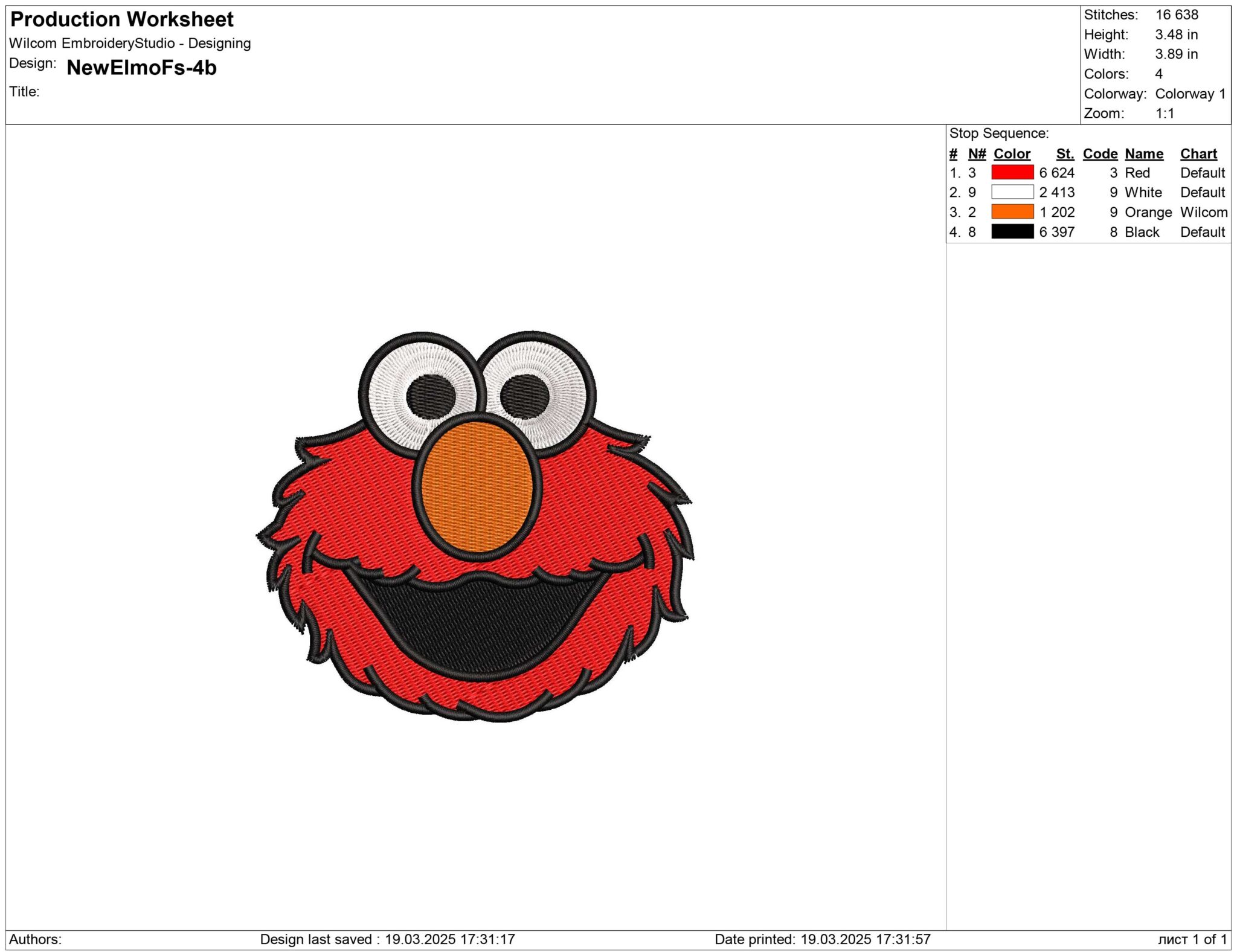 Elmo Embroidery design and applique embroidery files