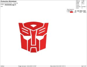 Transformers Autobots logo Embroidery design files