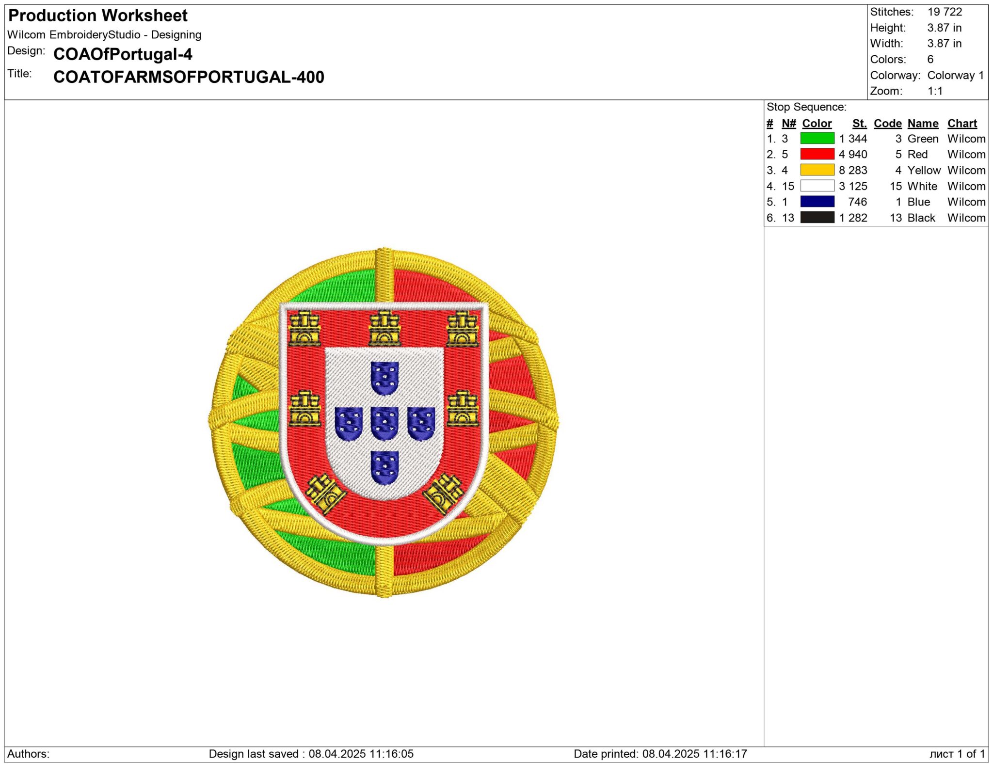 Portugal Embroidery design files for machine embroidery