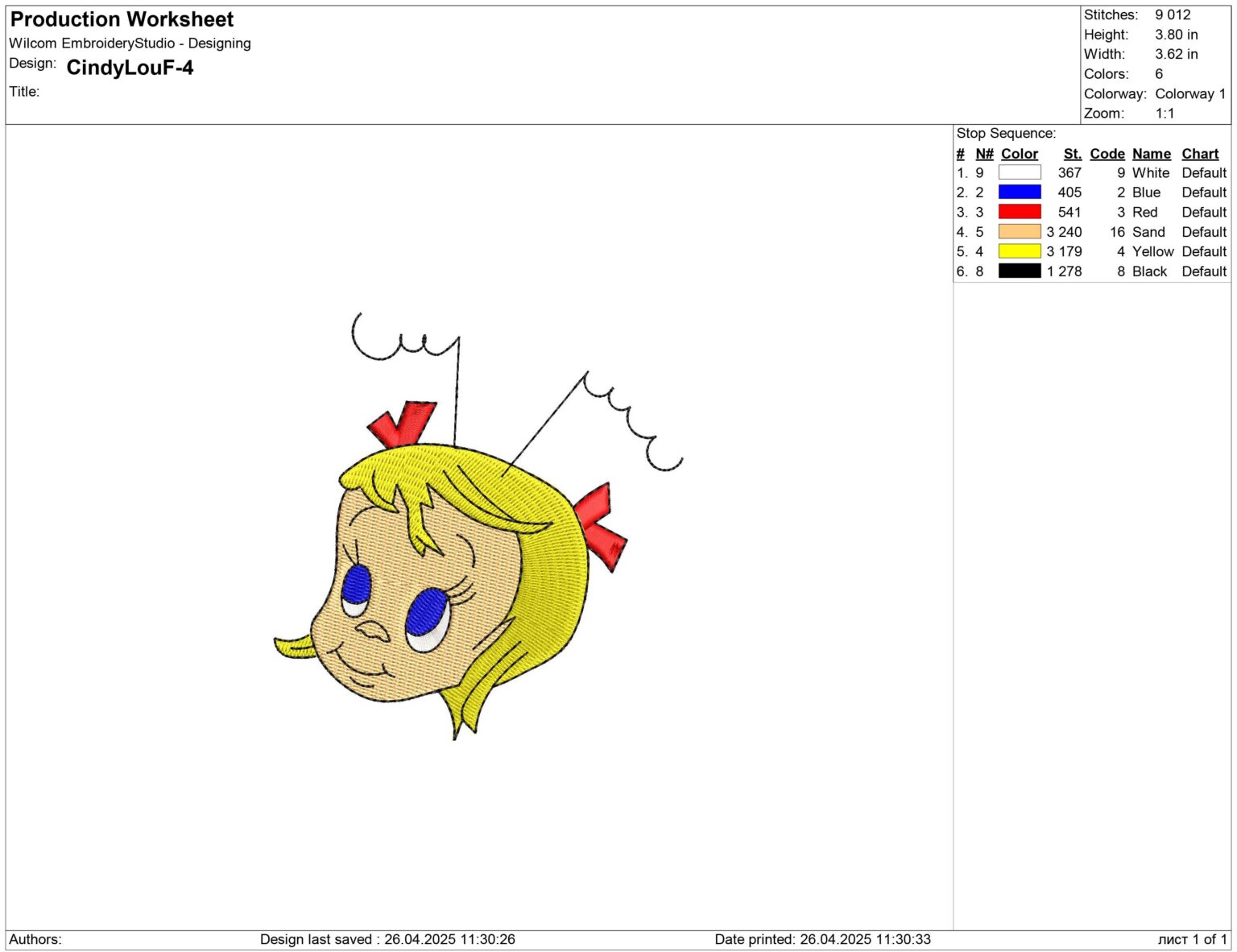 Cindy Lou embroidery design files for machine embroidery