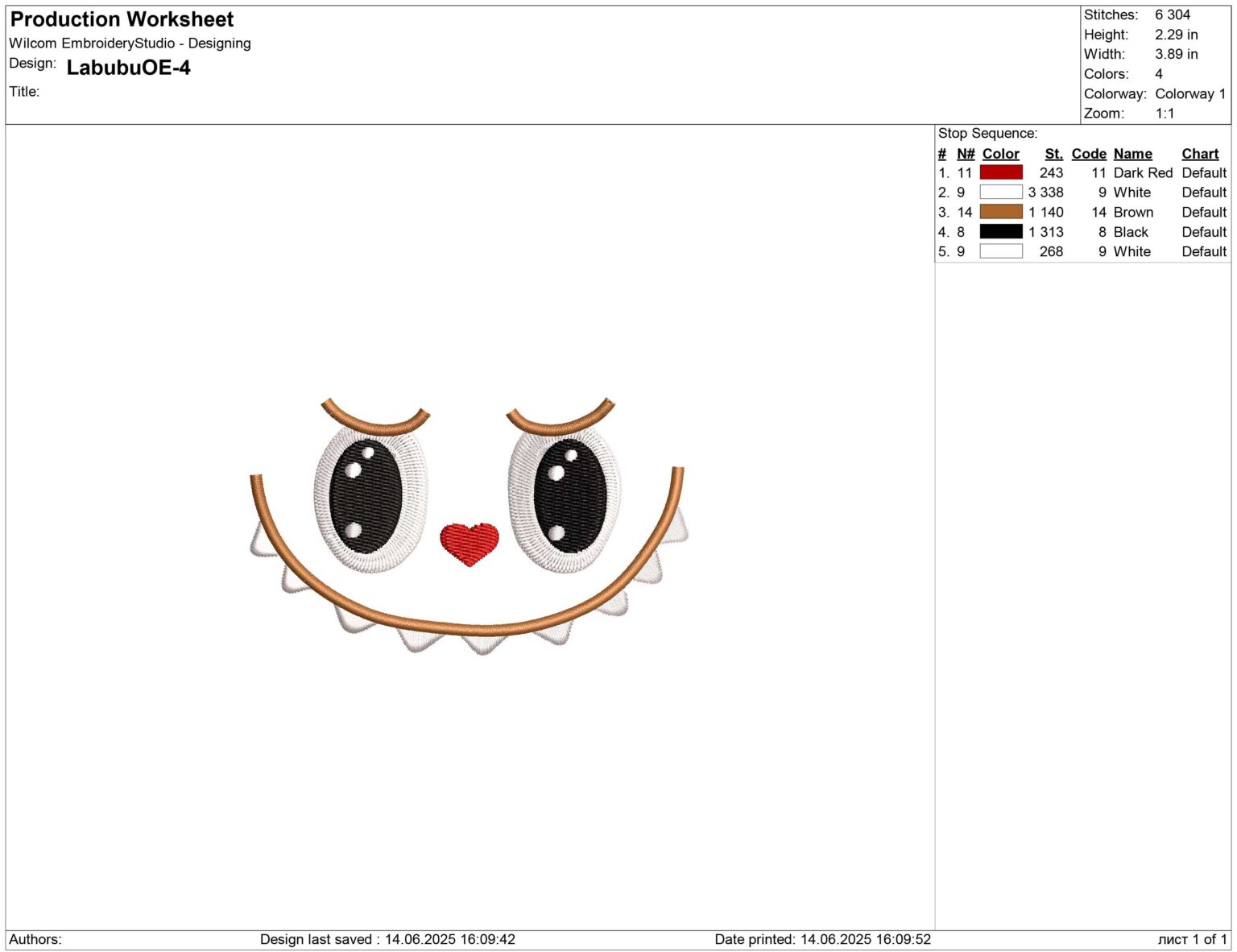 Labubu Face embroidery design files for machine embroidery