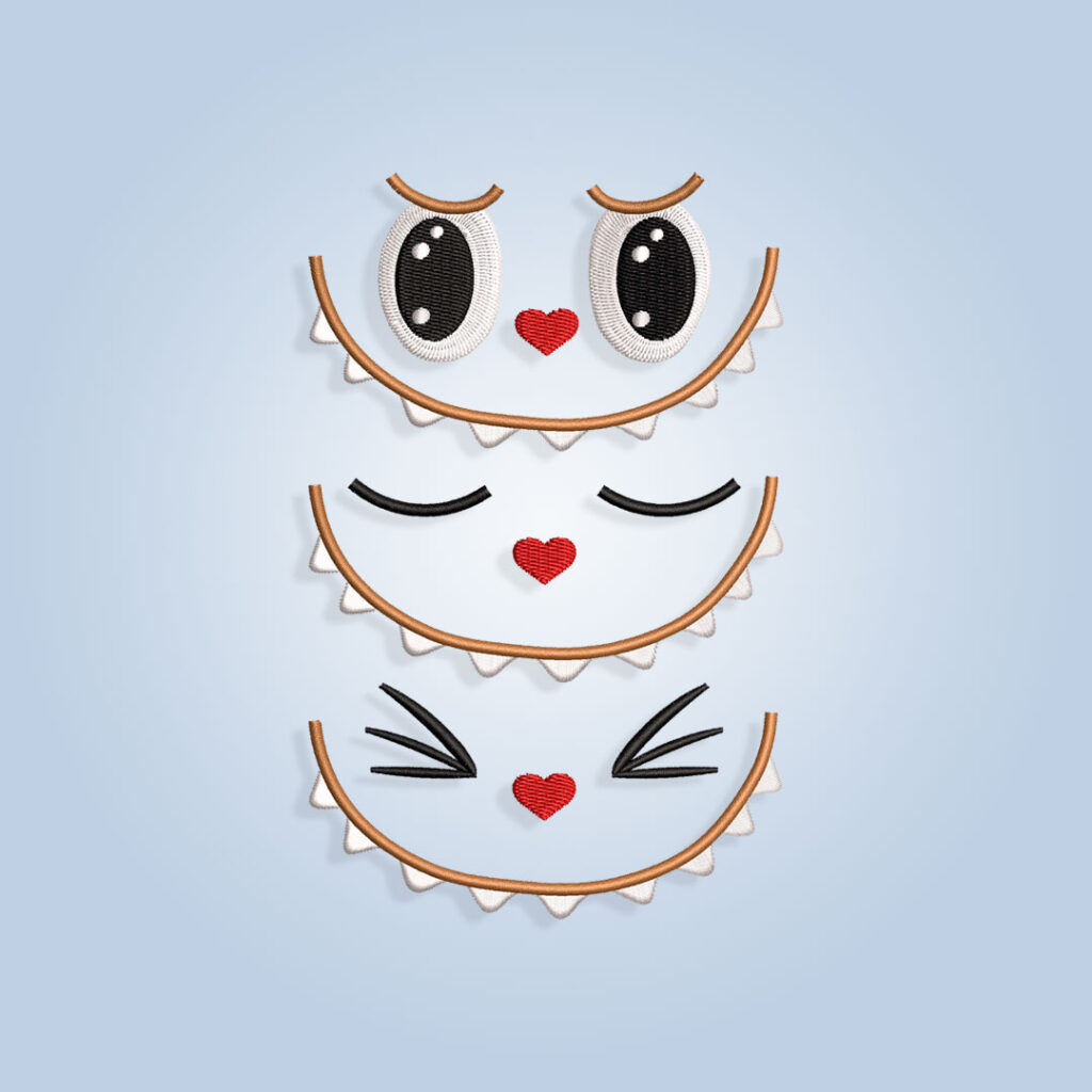 Labubu Face embroidery design files for machine embroidery