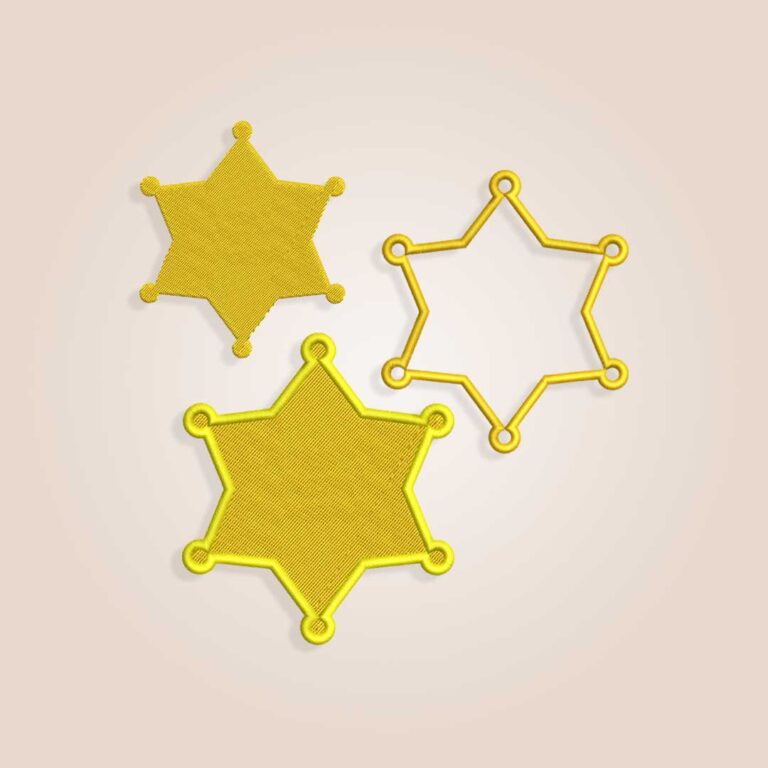 Sheriff star embroidery design files for machine embroidery